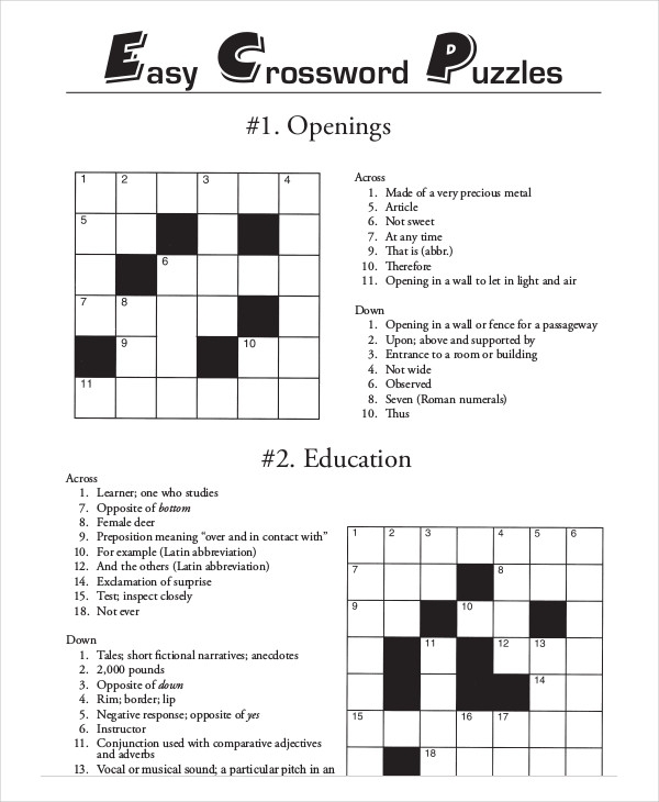 Crossword Generator Pdf - Free Daily Crossword Printable