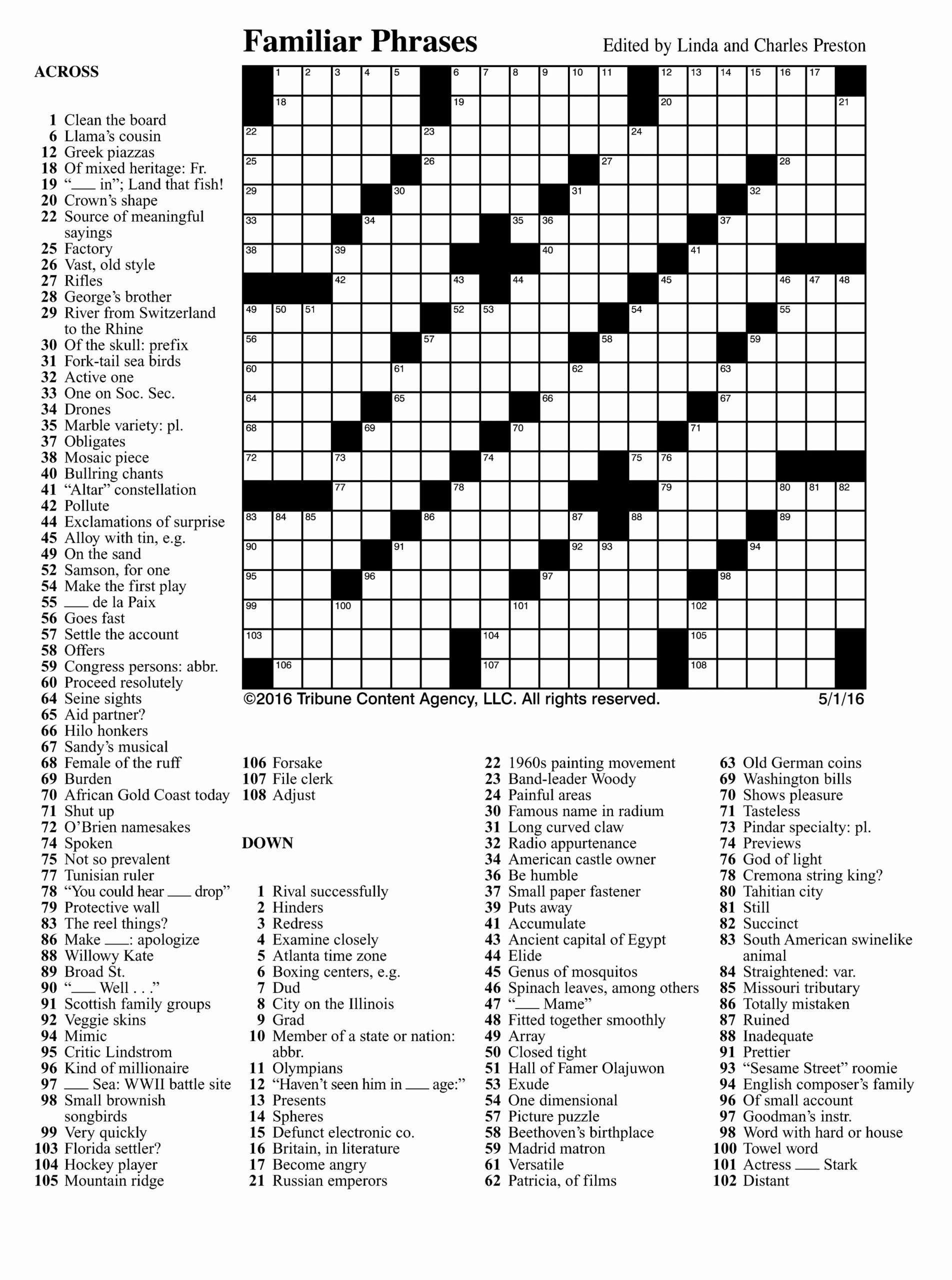 Free Printable Crossword Puzzles For Adults Pdf - Free Daily Crossword ...