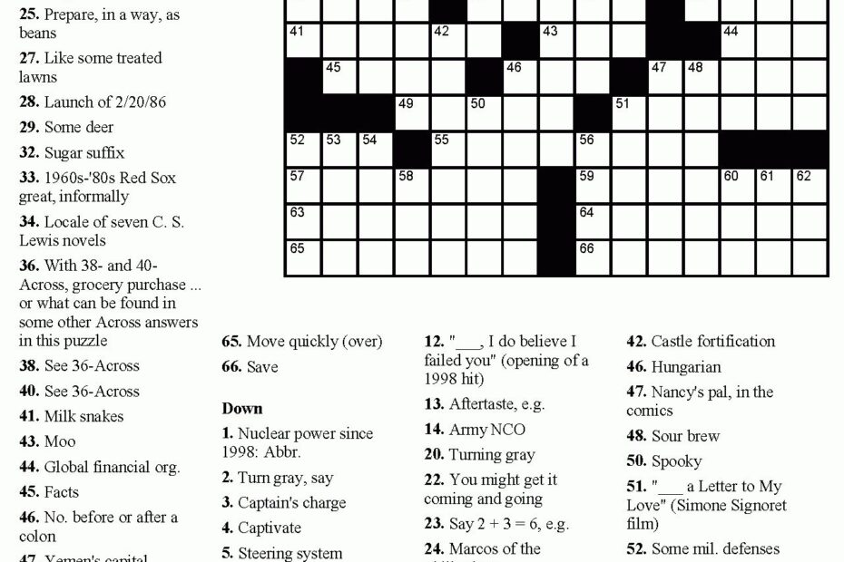 Free Daily Crossword Printable