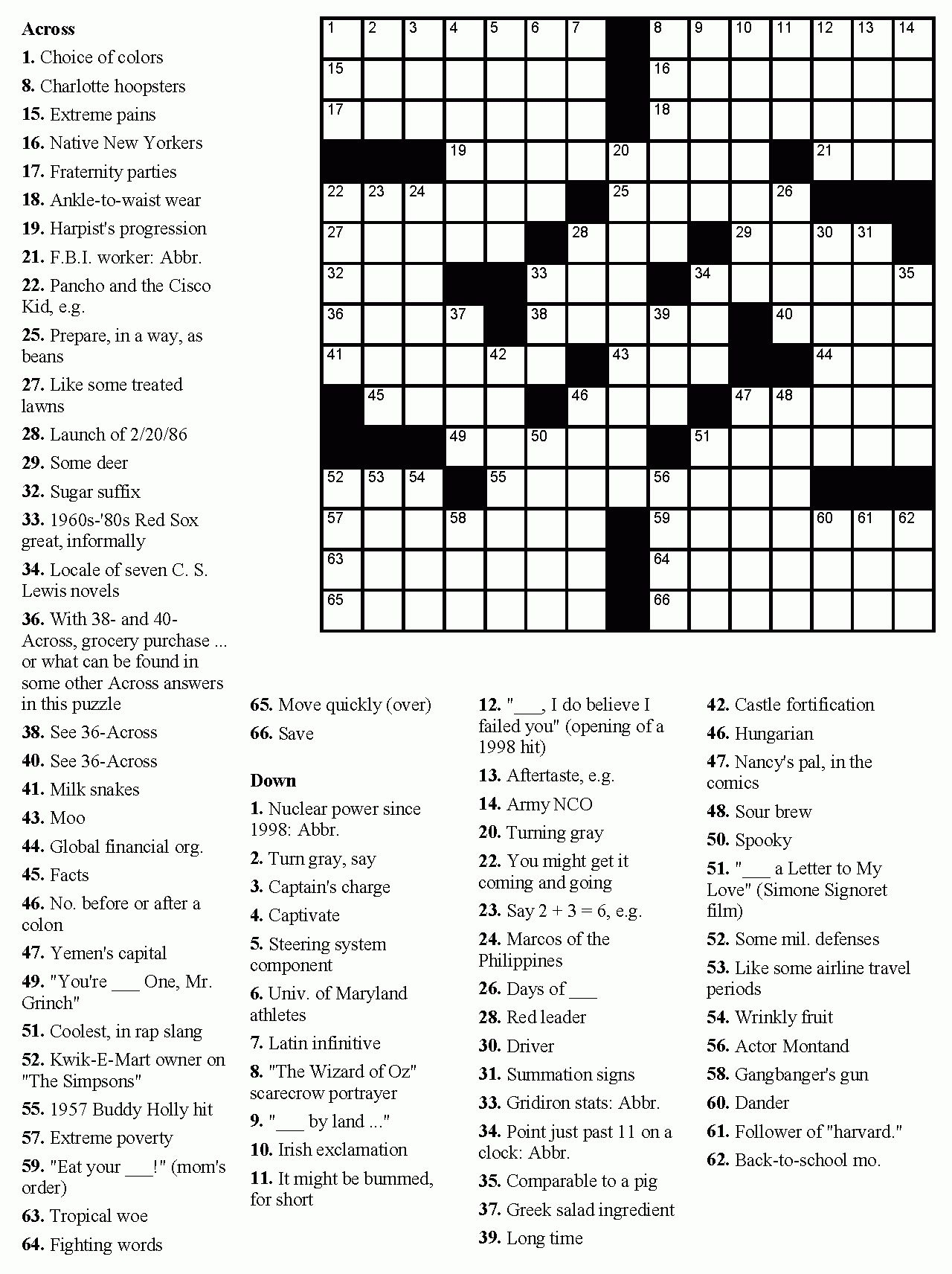 Free Printable Crossword Puzzles For Adults Pdf - Free Daily Crossword ...